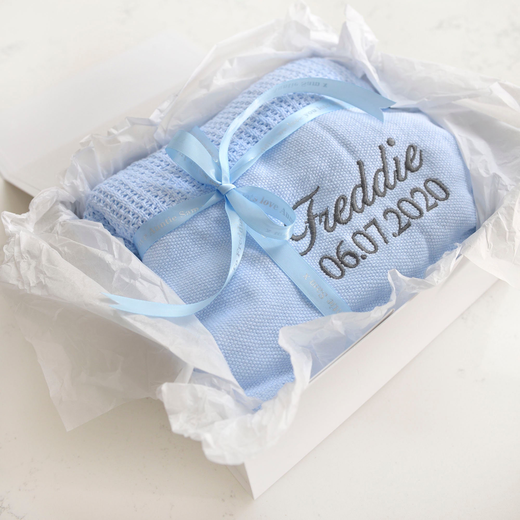 Personalised Blue Cellular Baby Blanket - Etsy UK