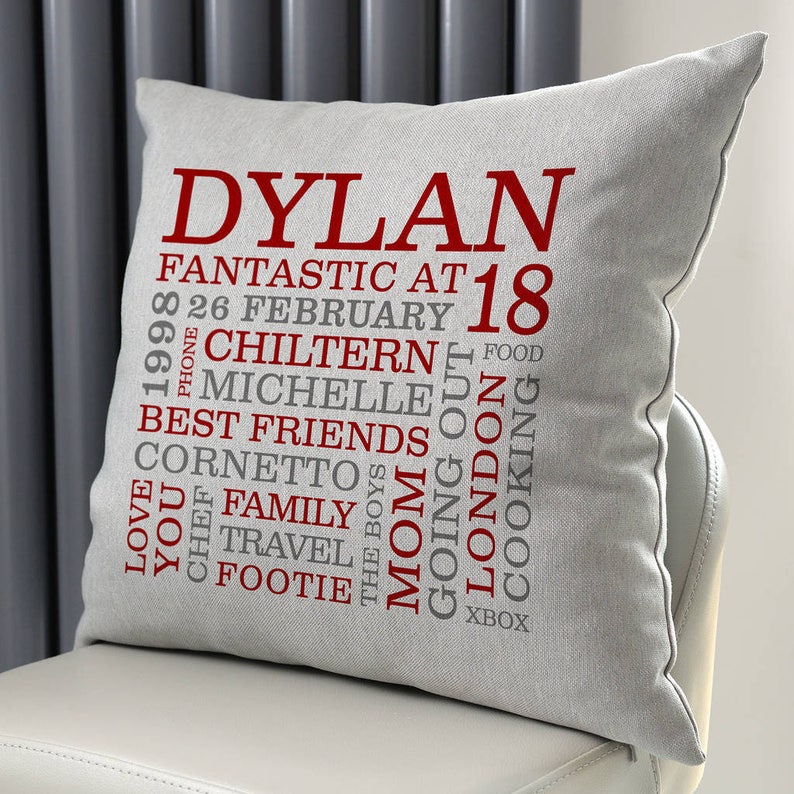 Personalised 18th Birthday Word Art Cushion - Etsy
