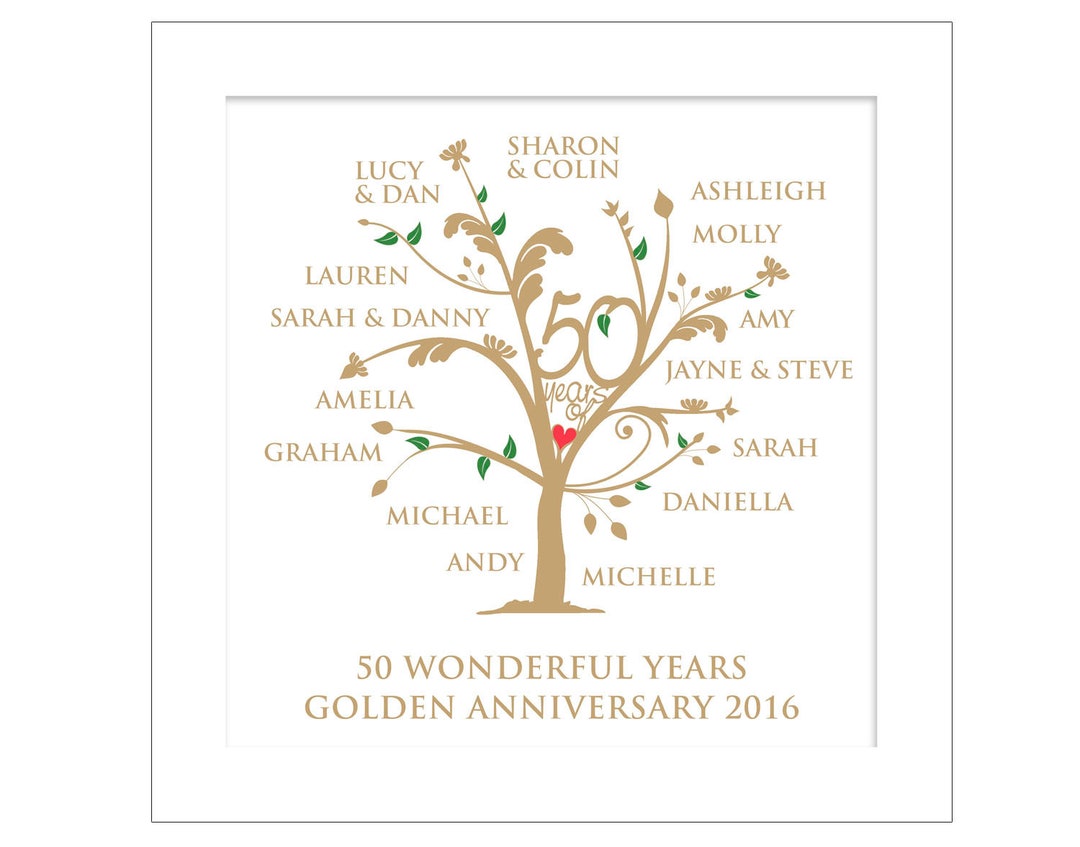 Personalised Golden Anniversary Family Tree Digital File - Etsy