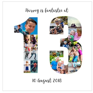 Personalised 13th Birthday Photo Collage Digital File - Etsy