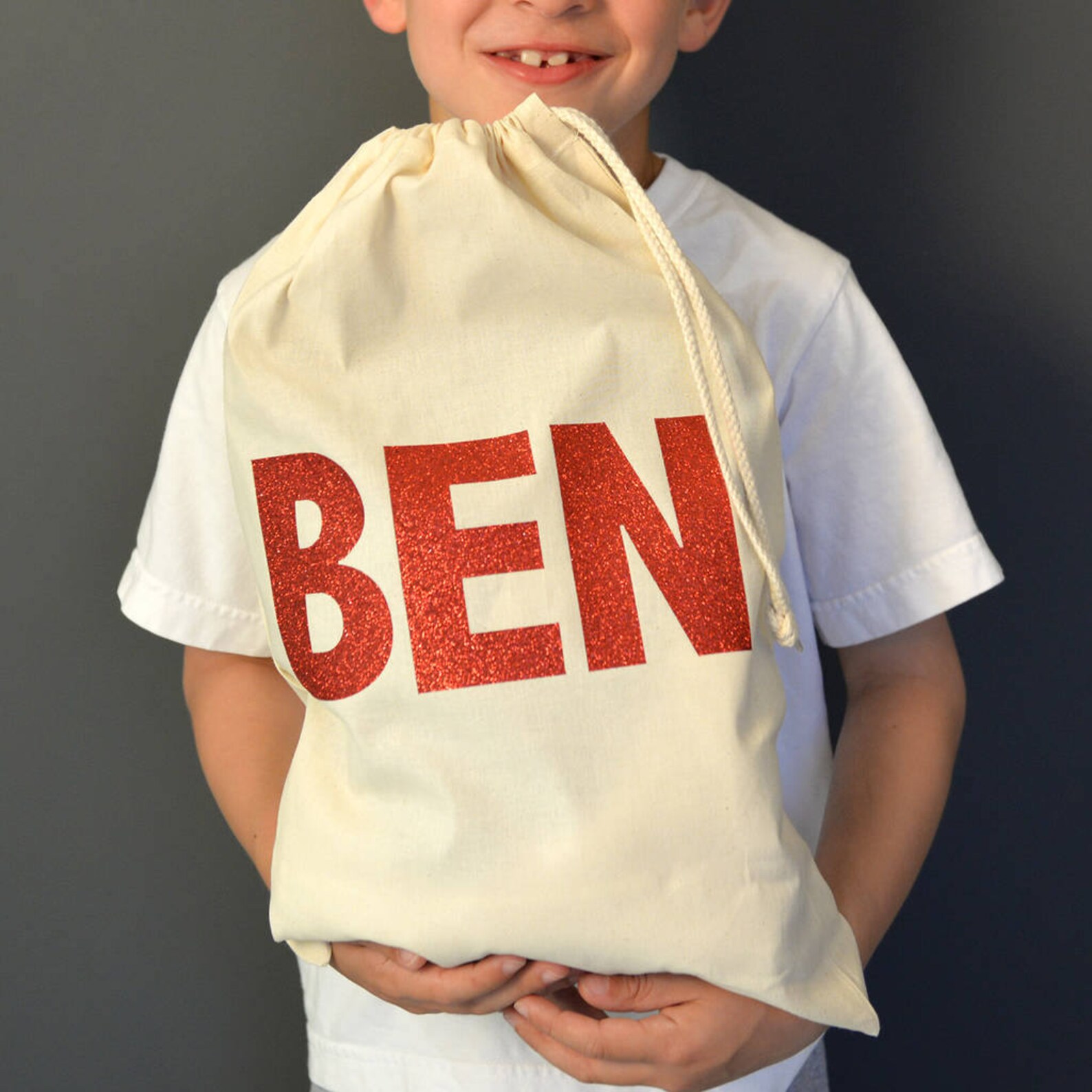 Personalised Child's Name in Metallic Drawstring Bag - Etsy