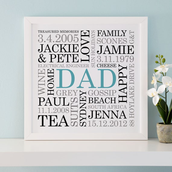 Personalised Dad Word Art | Etsy