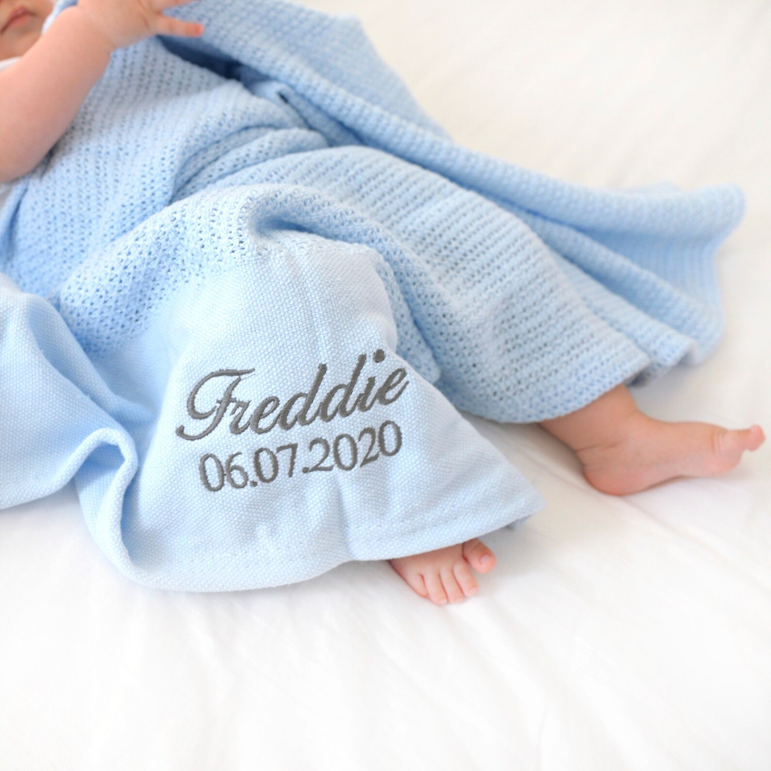 Personalised Blue Cellular Baby Blanket - Etsy UK