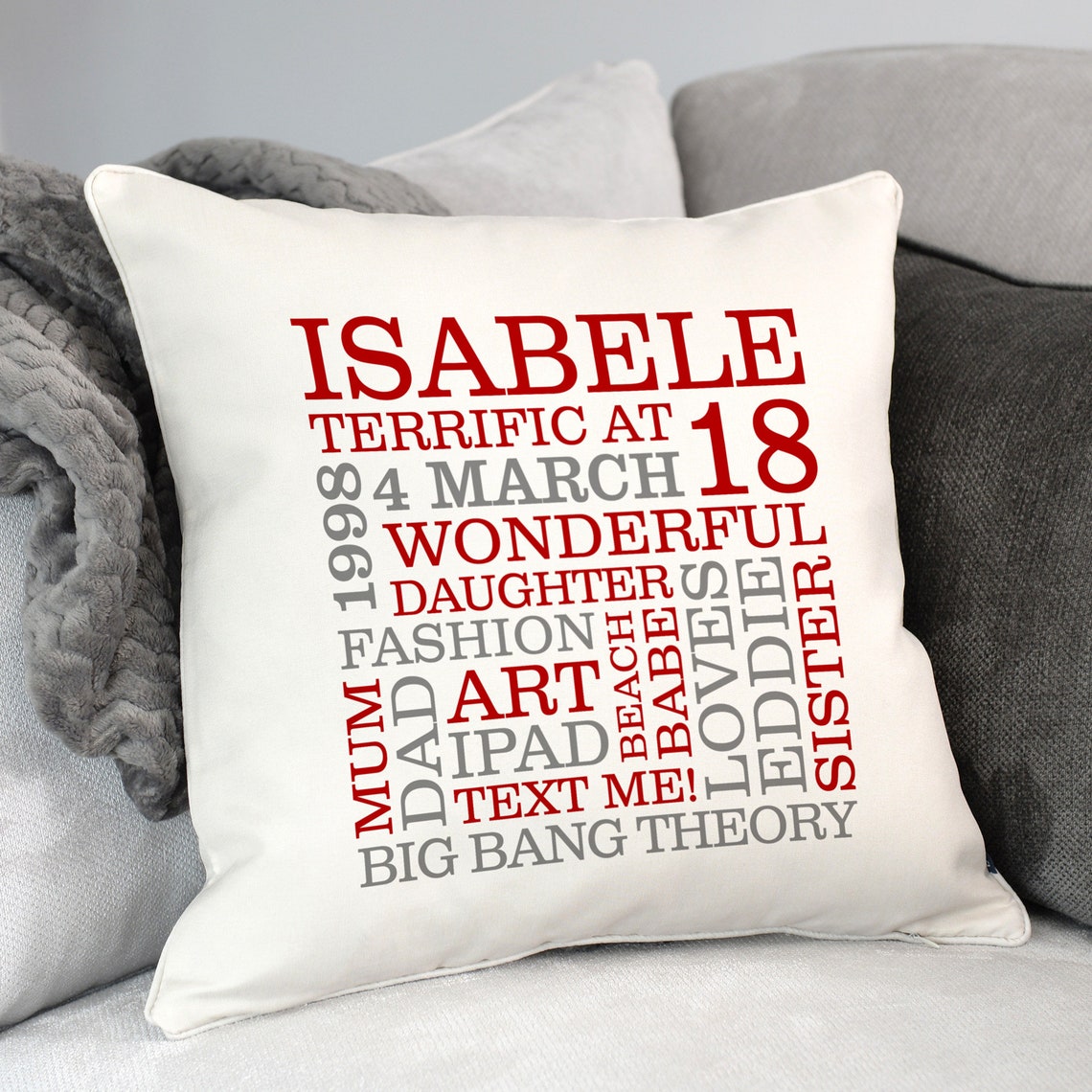 Personalised 18th Birthday Word Art Cushion - Etsy