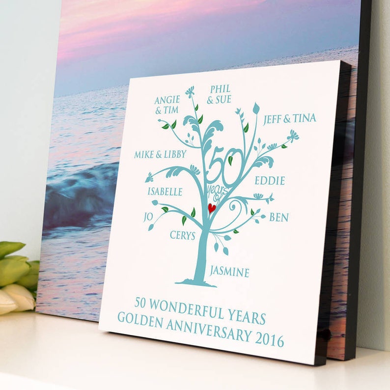 Personalised Golden Anniversary Family Tree Print | Etsy