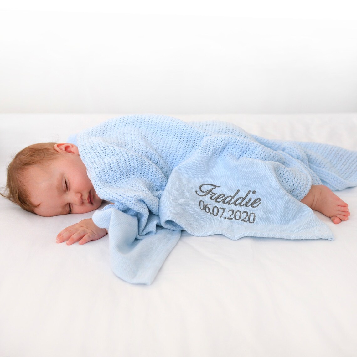 Personalised Blue Cellular Baby Blanket - Etsy UK