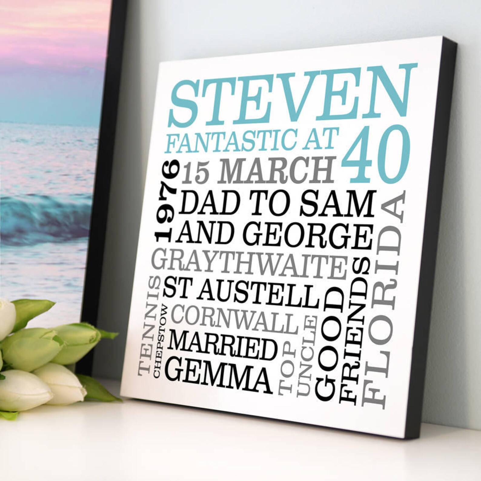 Personalised 40th Birthday Typographic Art - Etsy UK