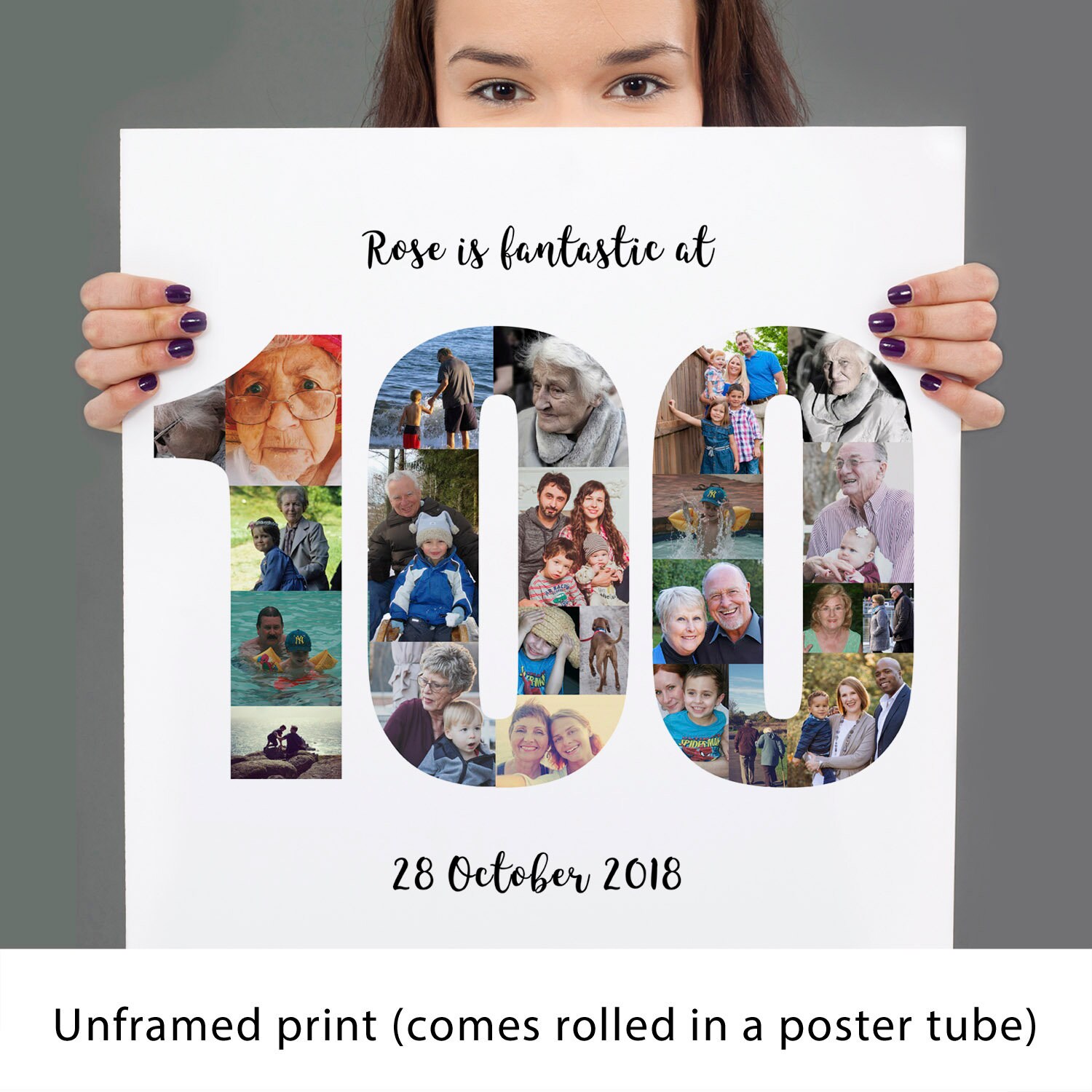 Personalised 100th Birthday Photo Collage - Etsy