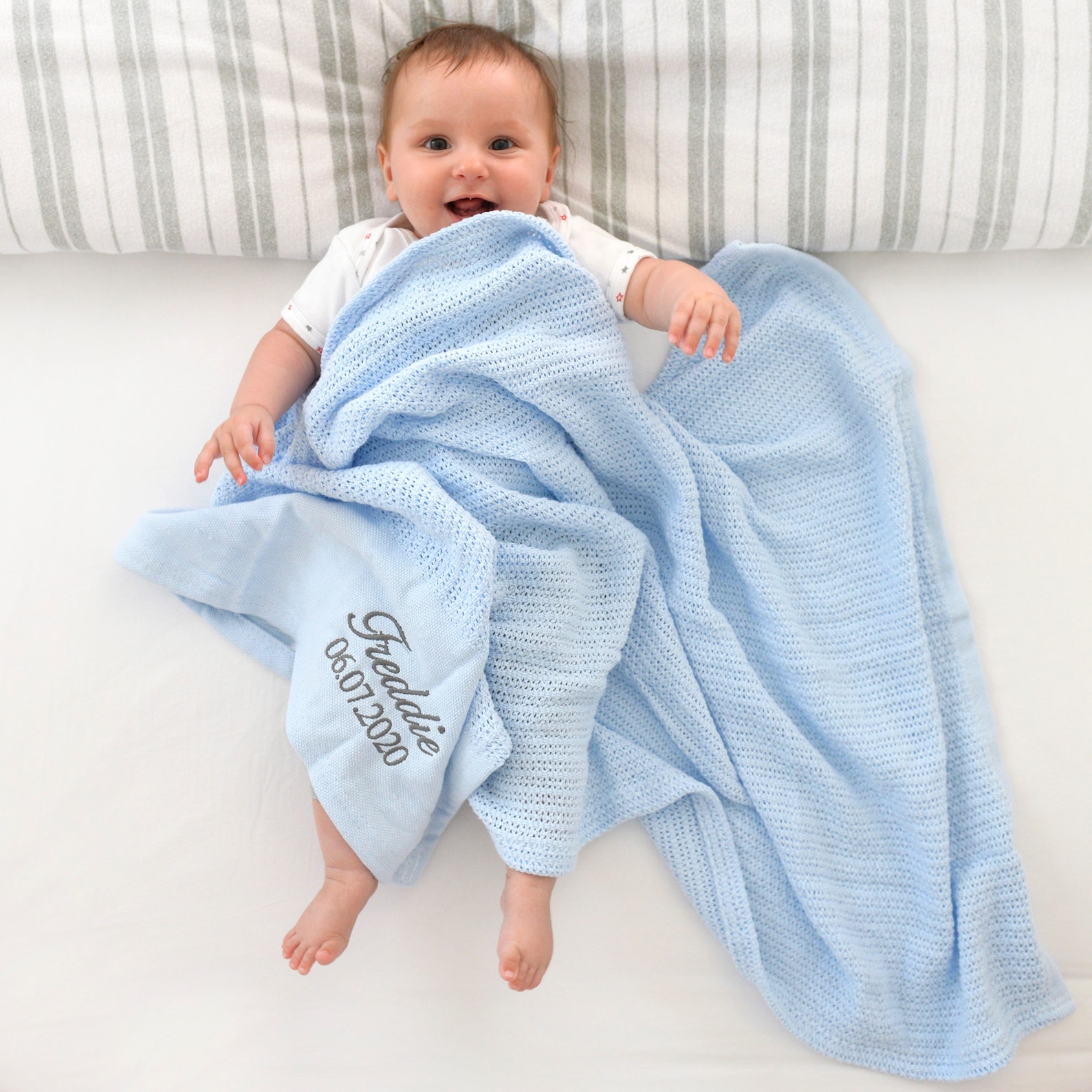 Personalised Blue Cellular Baby Blanket - Etsy UK