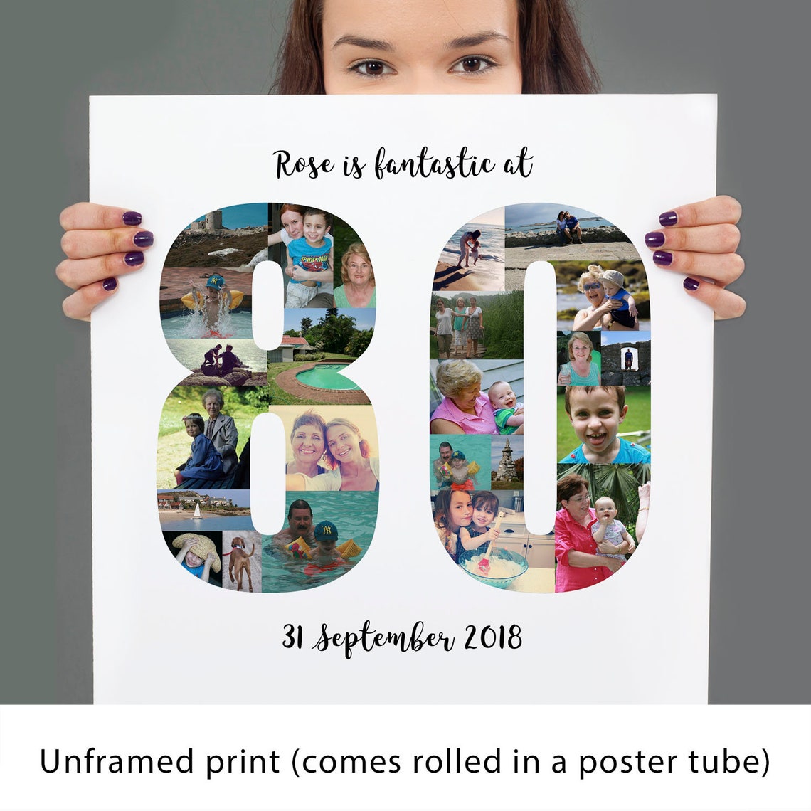 Personalised 80th Birthday Photo Collage - Etsy