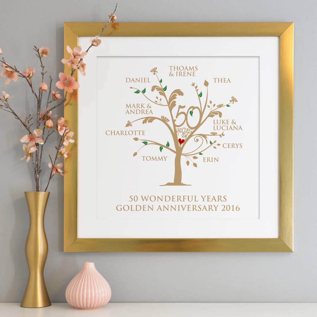Personalised Golden Anniversary Family Tree Print - Etsy UK