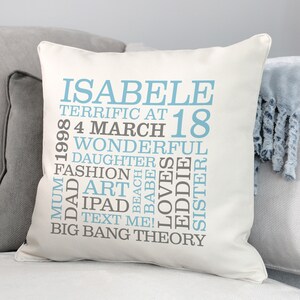Personalised 18th Birthday Word Art Cushion - Etsy