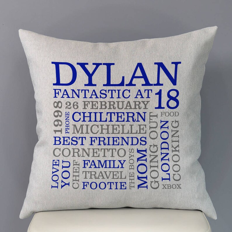 Personalised 18th Birthday Word Art Cushion - Etsy