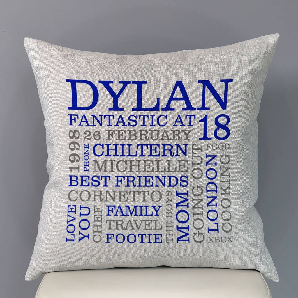 Personalised 18th Birthday Word Art Cushion - Etsy