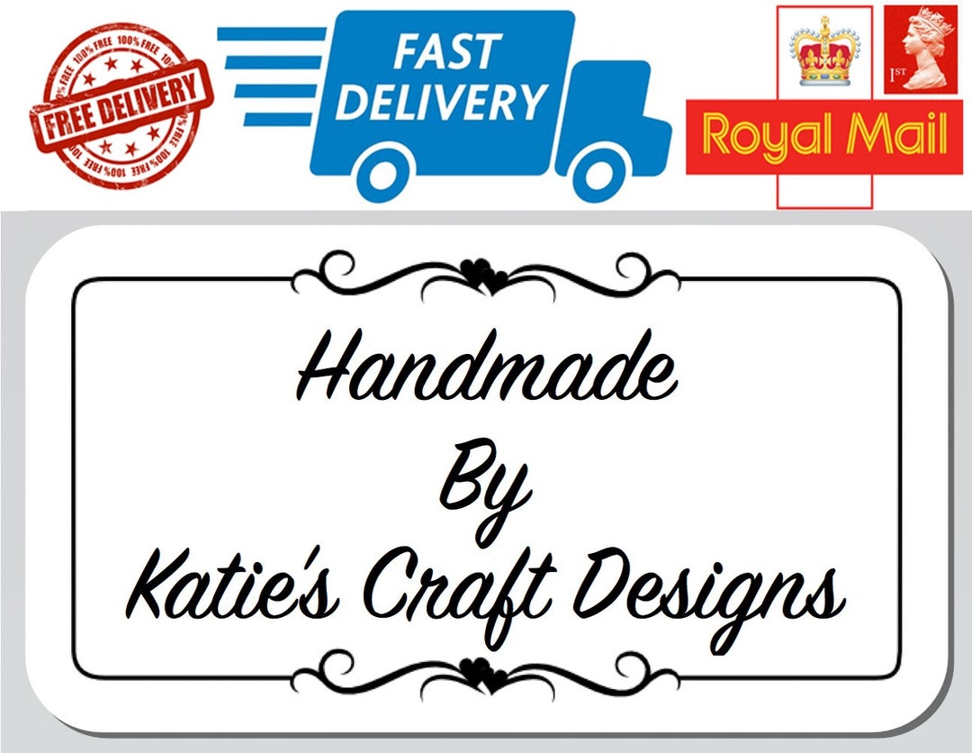 Personalised Handmade by Labels Stickers for Gifts Crafts Tags Stamp ...