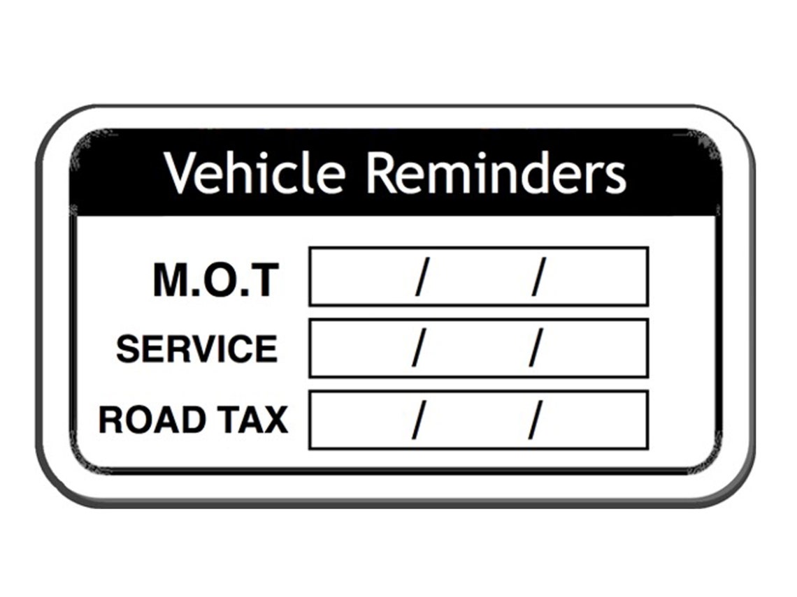 Vehicle Reminder Labels Next Service MOT Road Tax Stickers With Date ...