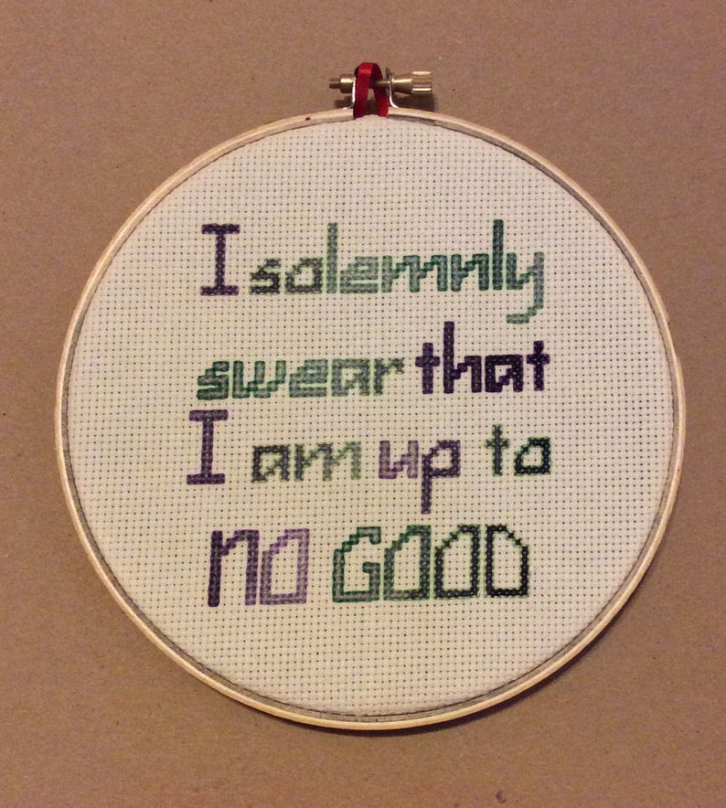 I Solemnly Swear That I Am up to No Good Finished Cross Stitch - Etsy