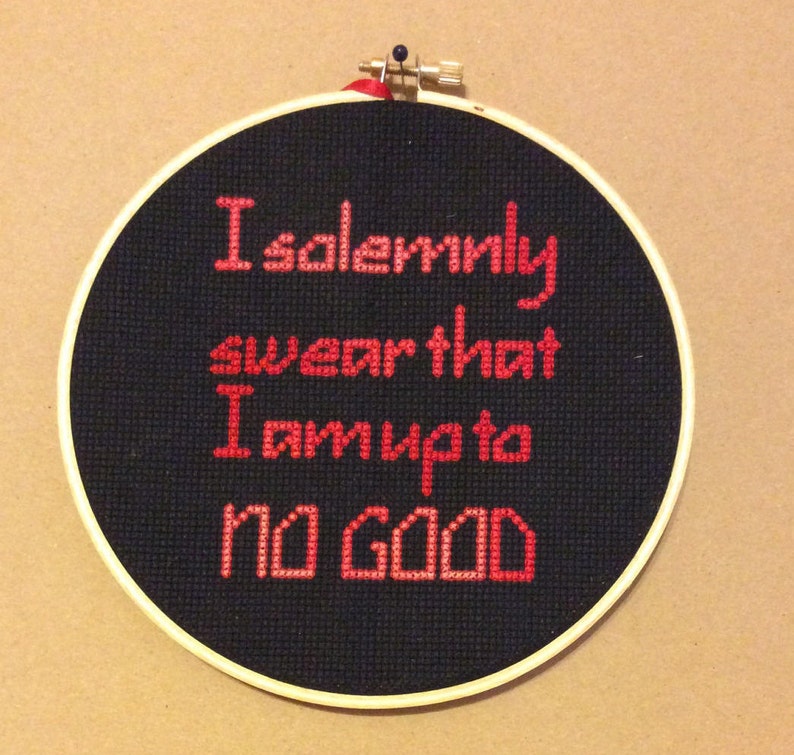 I Solemnly Swear That I Am up to No Good Finished Cross Stitch - Etsy