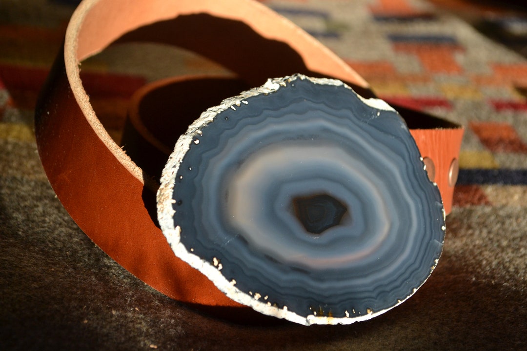 Medium Deep Blue Polished Agate Belt Buckle - Etsy