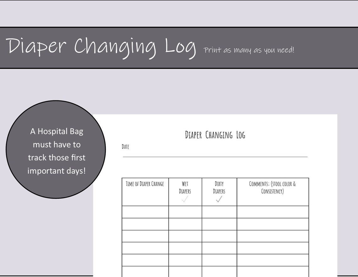 Diaper Changing Log - Etsy