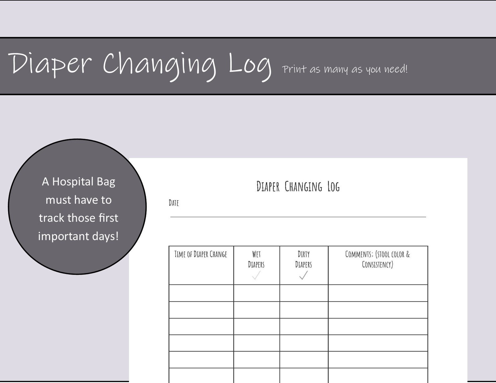 Diaper Changing Log - Etsy