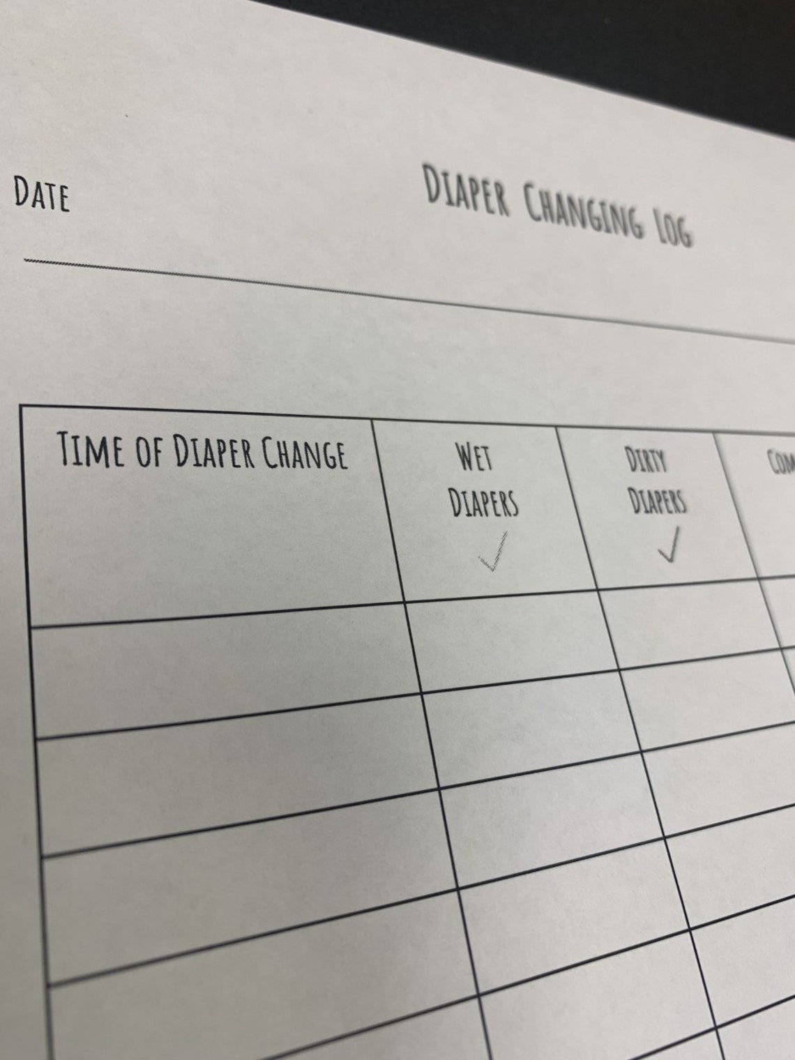 Diaper Changing Log - Etsy