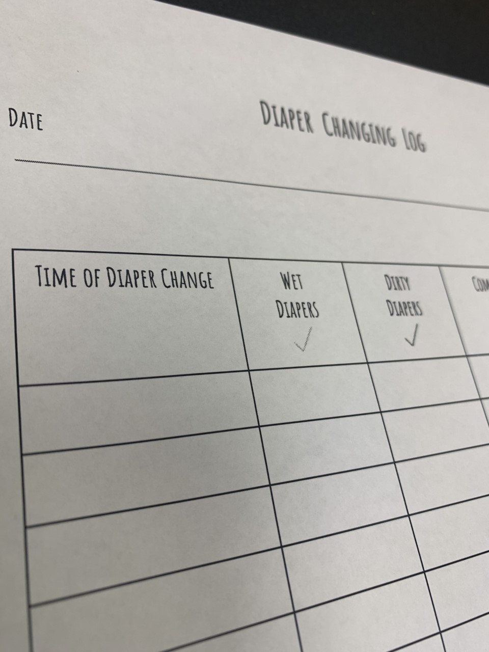 Diaper Changing Log - Etsy