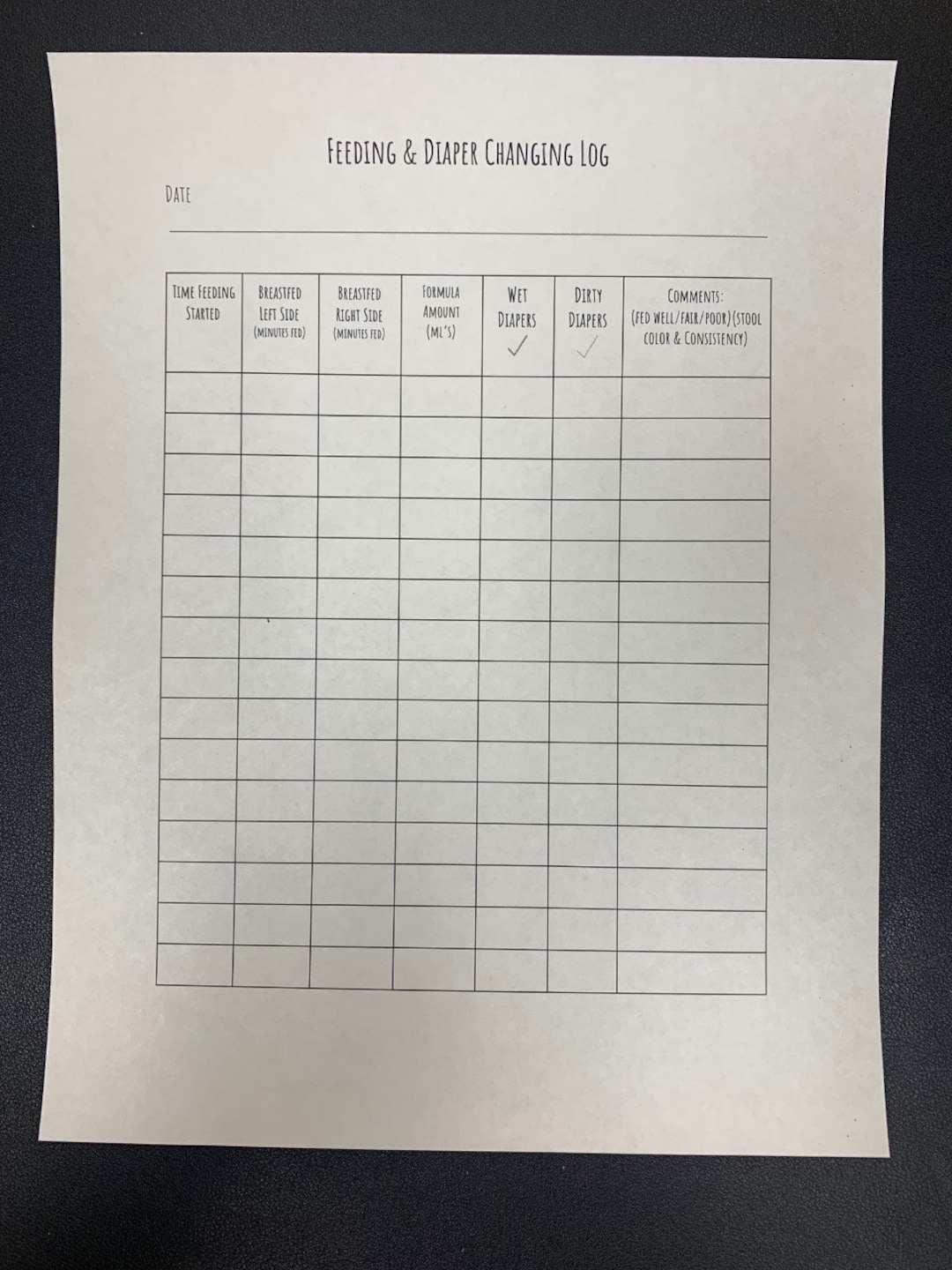 Feeding & Diaper Changing Log - Etsy