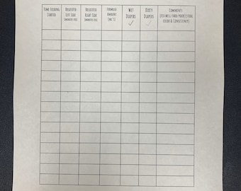 Diaper Changing Log - Etsy