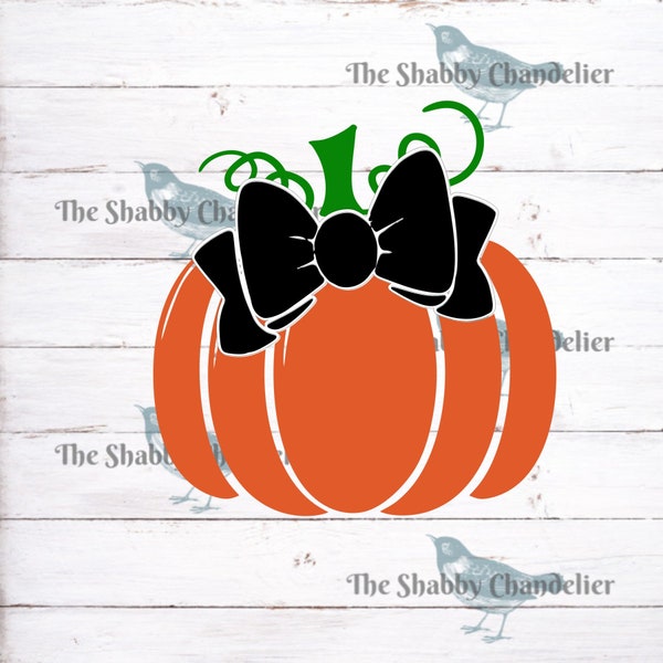 Pumpkin With a Bow Svg - Etsy
