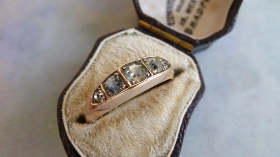 Antique 9ct Rose Gold 5 Stone Paste Ring - Size N UK … - Gem