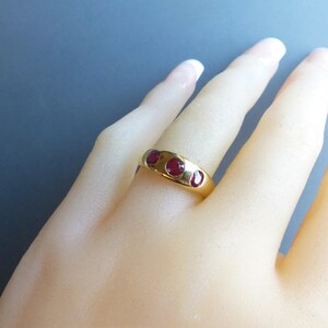 Victorian 18ct Gold Ruby Trilogy Rub Over Ring - Hallmarked Birmingham ...