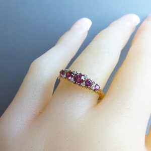 Vintage 18ct Gold Ruby Diamond Ring - Hallmarked London 1965 - Size O.5 ...