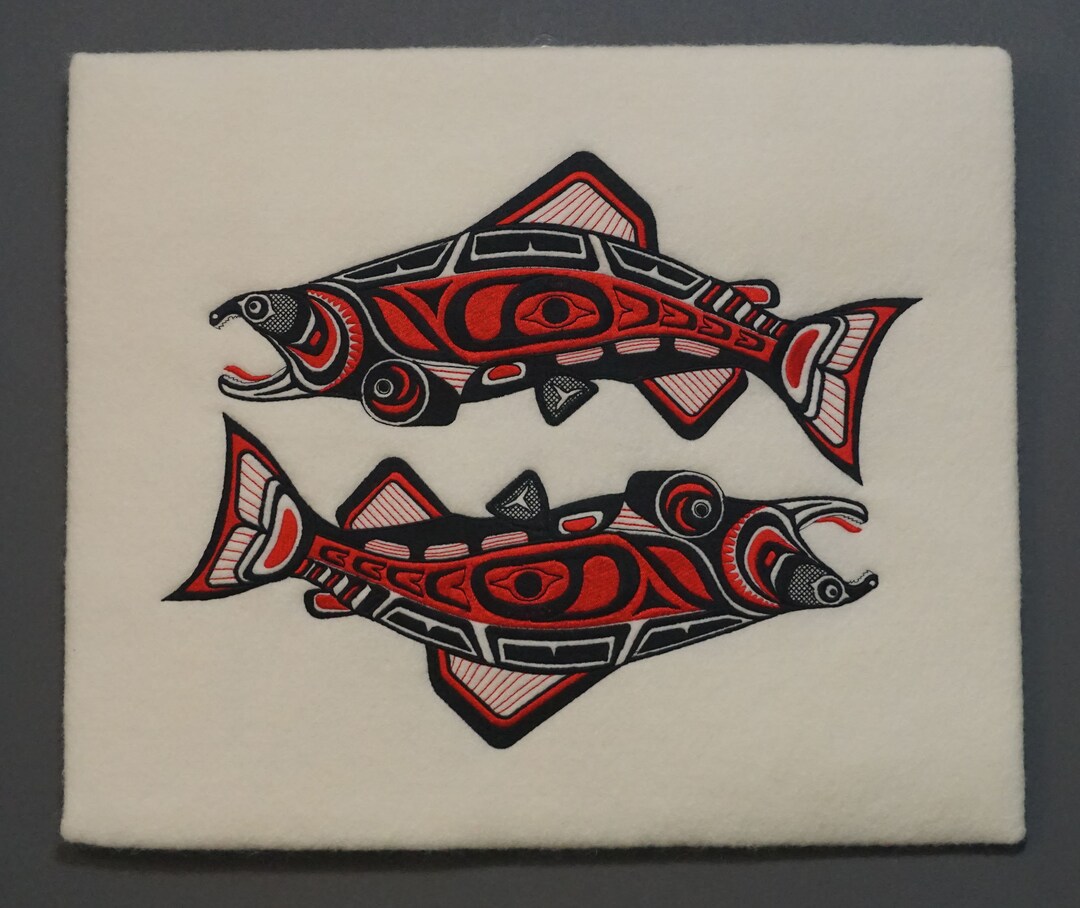 Salmon Run Wallhanging - Pacific NW Coast Indian Salmon - First Nations ...