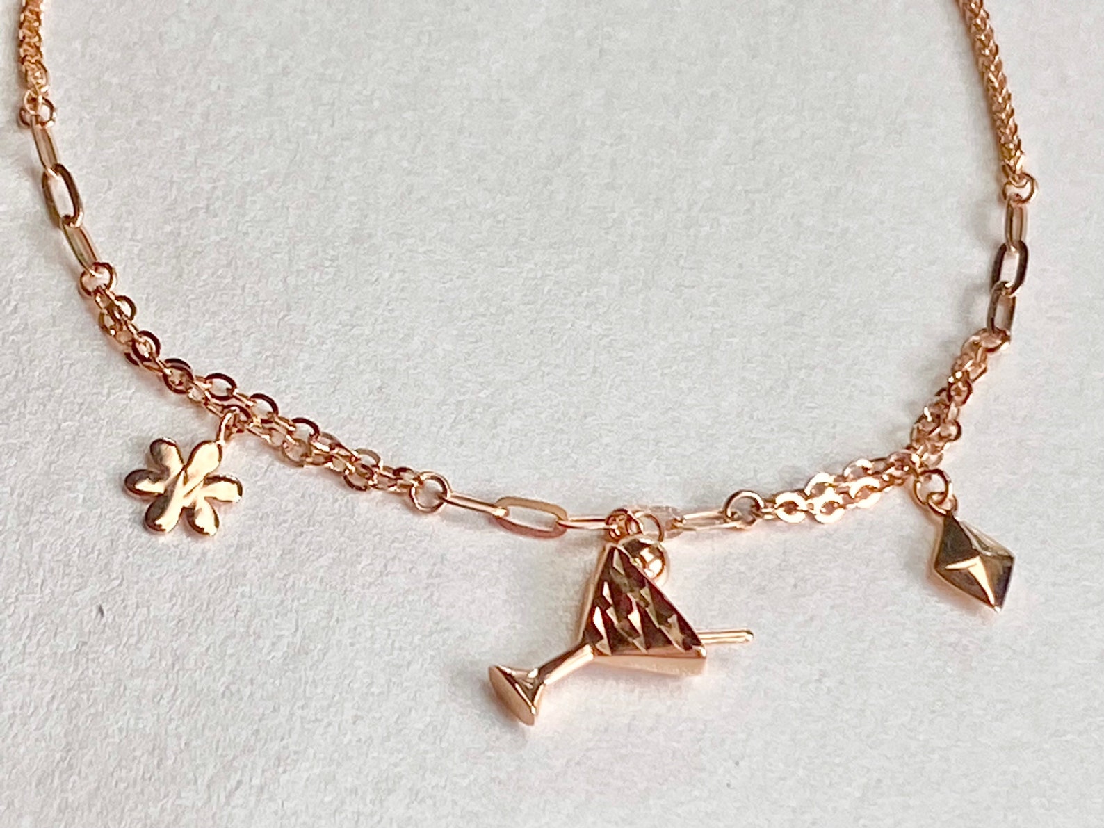Solid 18K Rose Gold Party Charms Bracelet - Etsy