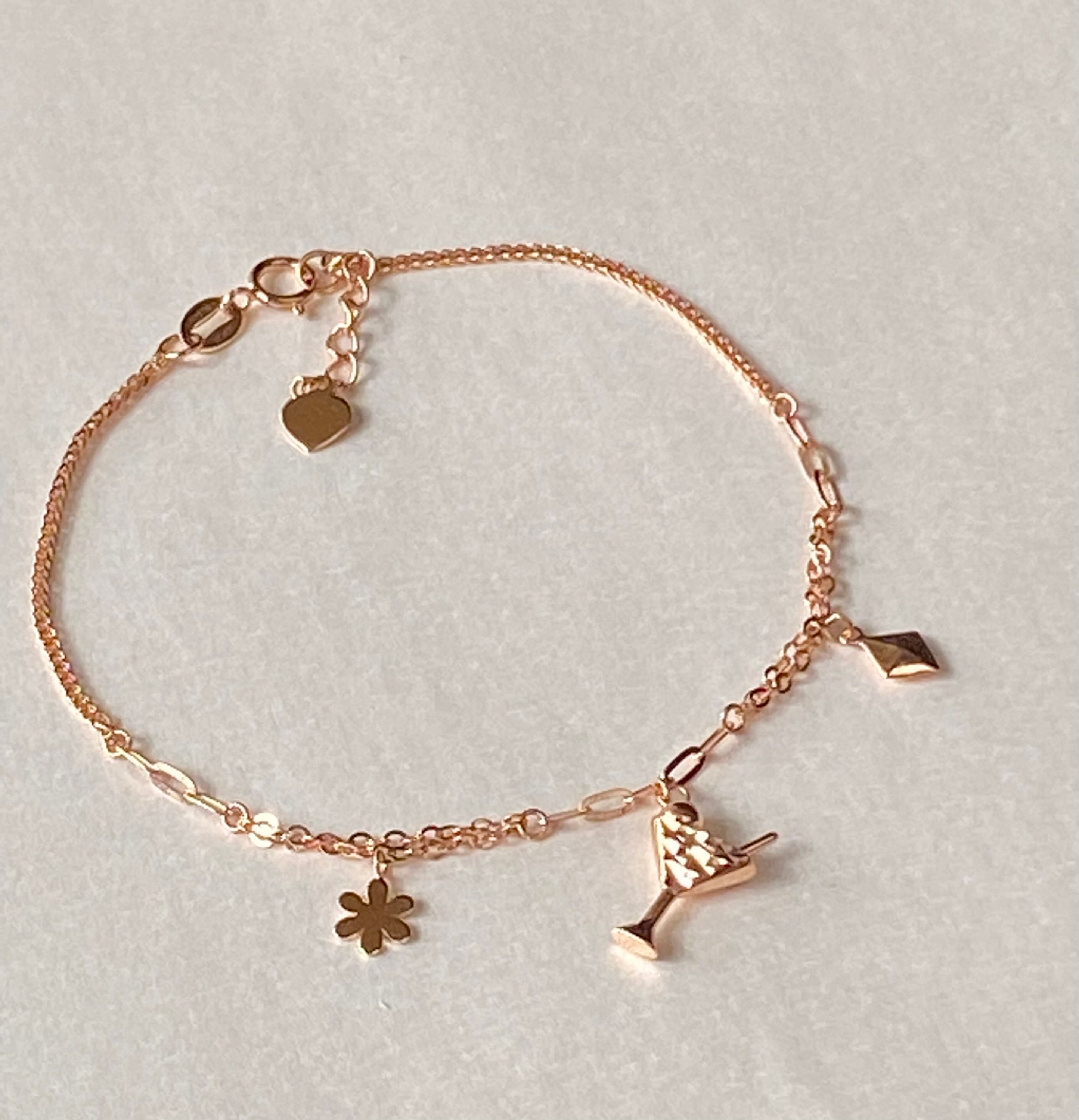 Solid 18K Rose Gold Party Charms Bracelet - Etsy