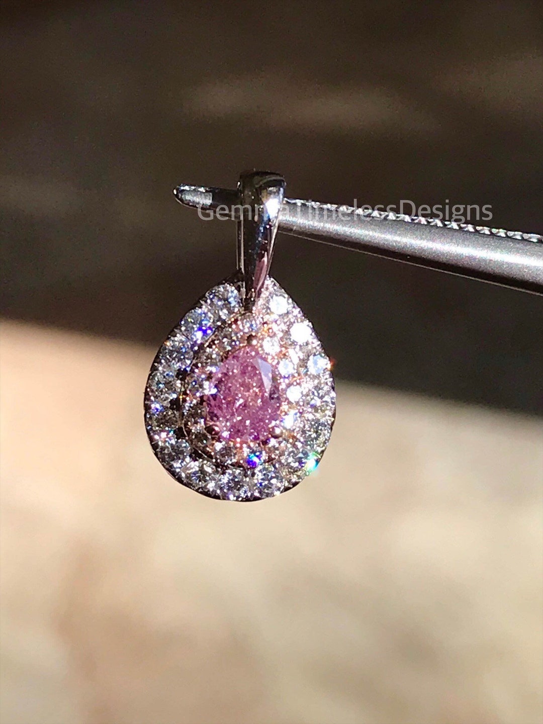 Rare Natural Untreated Intense Pink Diamond Pendant 18k Gold - Etsy