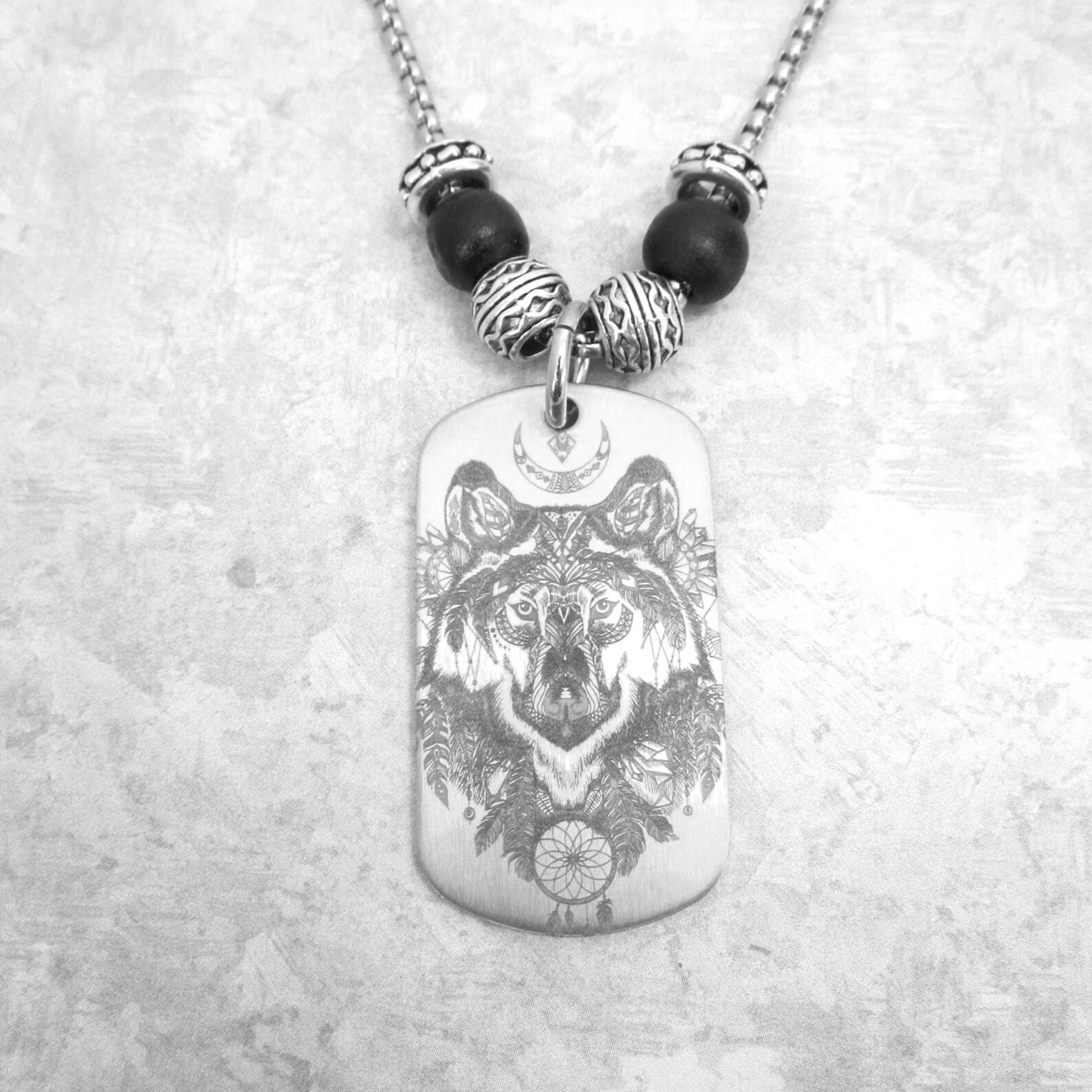 Native American Wolf Necklace 316L Stainless Steel High | Etsy