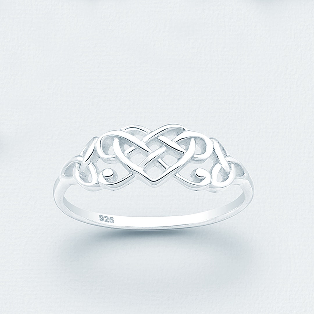 Sterling Silver Celtic Knot Heart Ring: Irish Jewelry - Etsy
