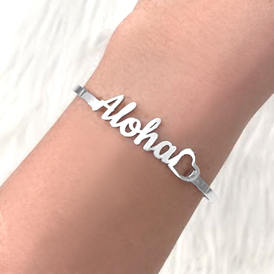 Aloha Bangle Bracelet Stainless Steel Aloha Cutout - Etsy