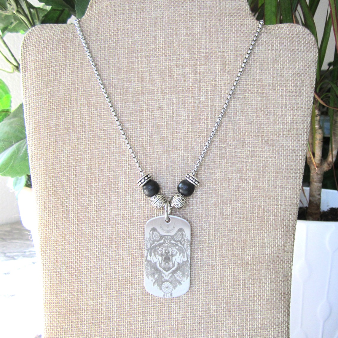 Native American Wolf Necklace 316L Stainless Steel High | Etsy