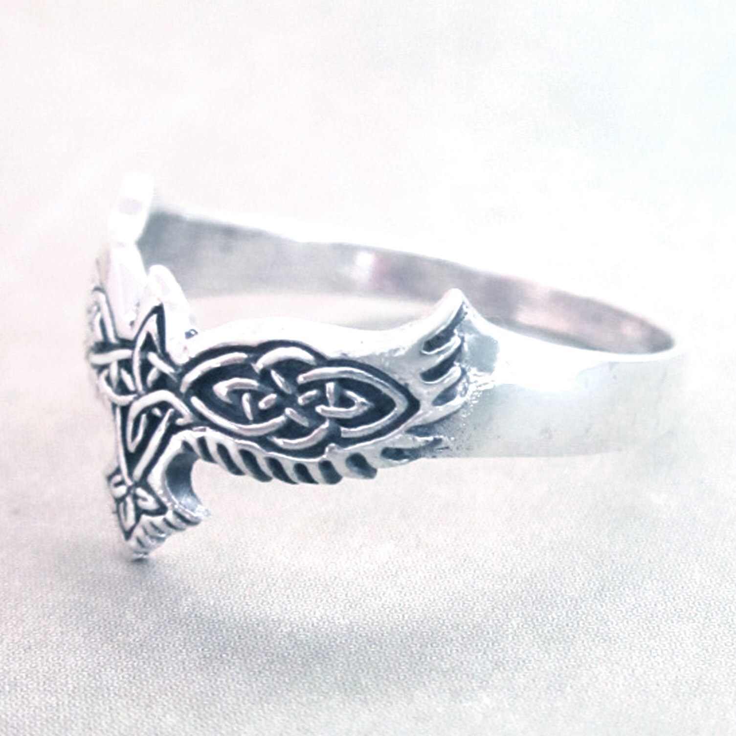 Celtic Raven Ring .925 Sterling Silver Interwoven Knot - Etsy
