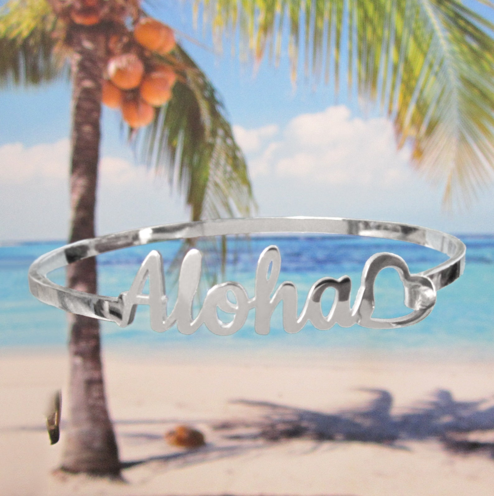 Aloha Bangle Bracelet Stainless Steel Aloha Cutout - Etsy