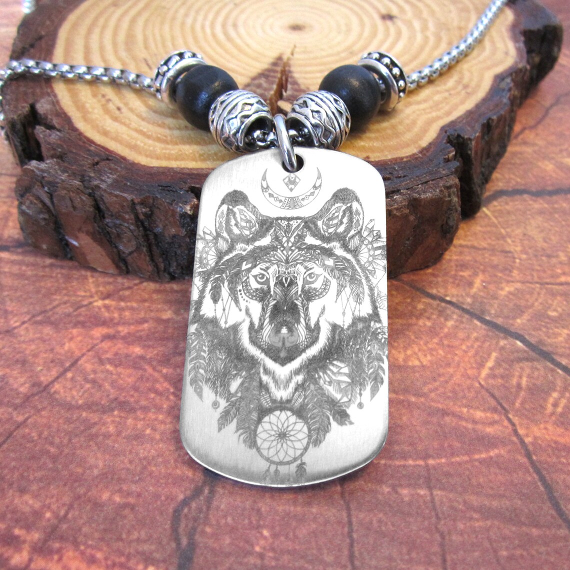 Native American Wolf Necklace 316L Stainless Steel High | Etsy