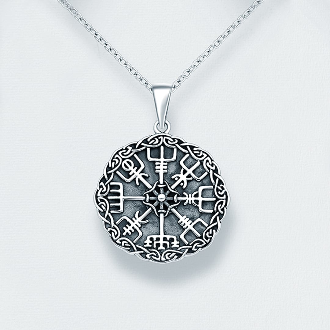 Viking Runic Compass Necklace, .925 Sterling Silver, Nice Size Viking ...