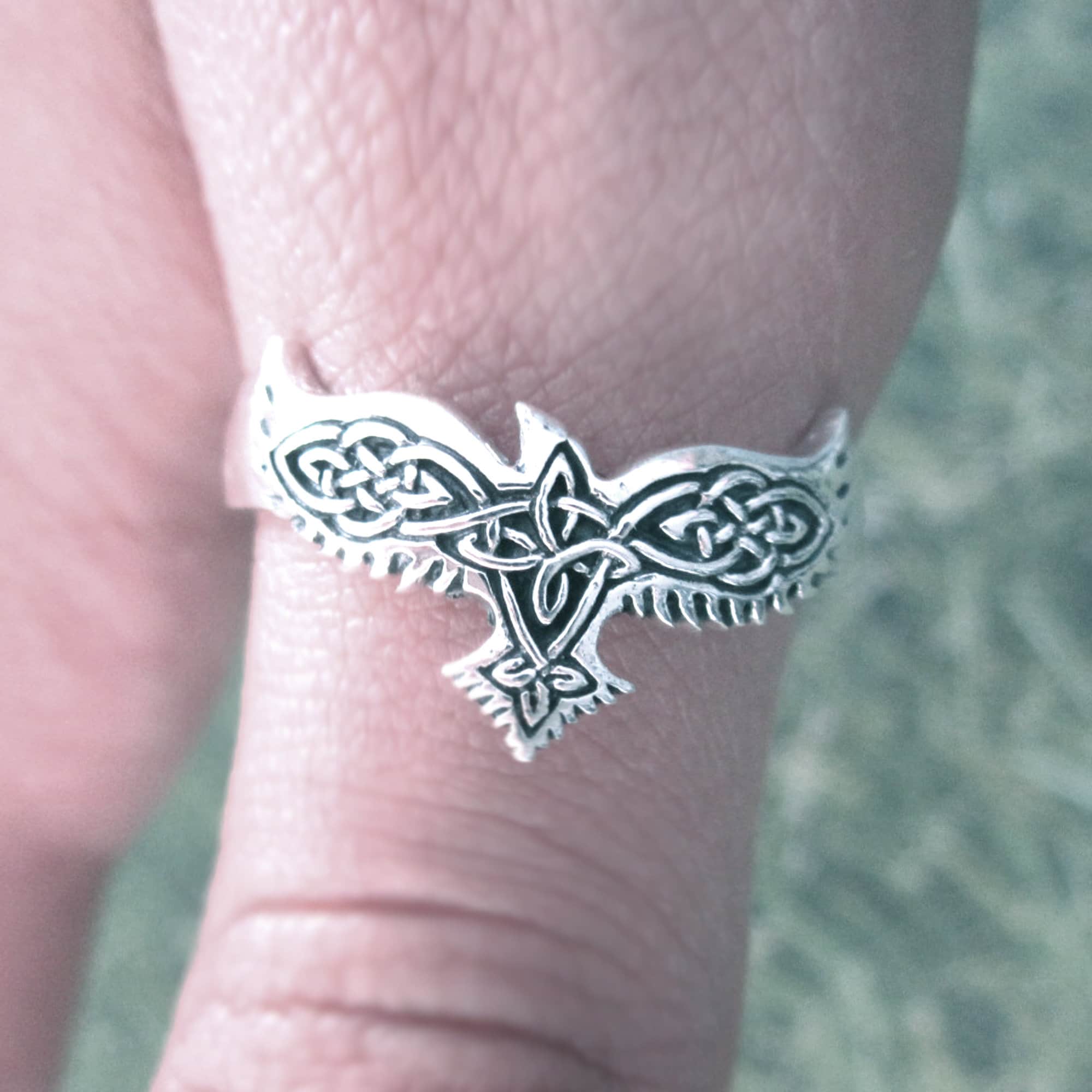Celtic Raven Ring .925 Sterling Silver Interwoven Knot - Etsy