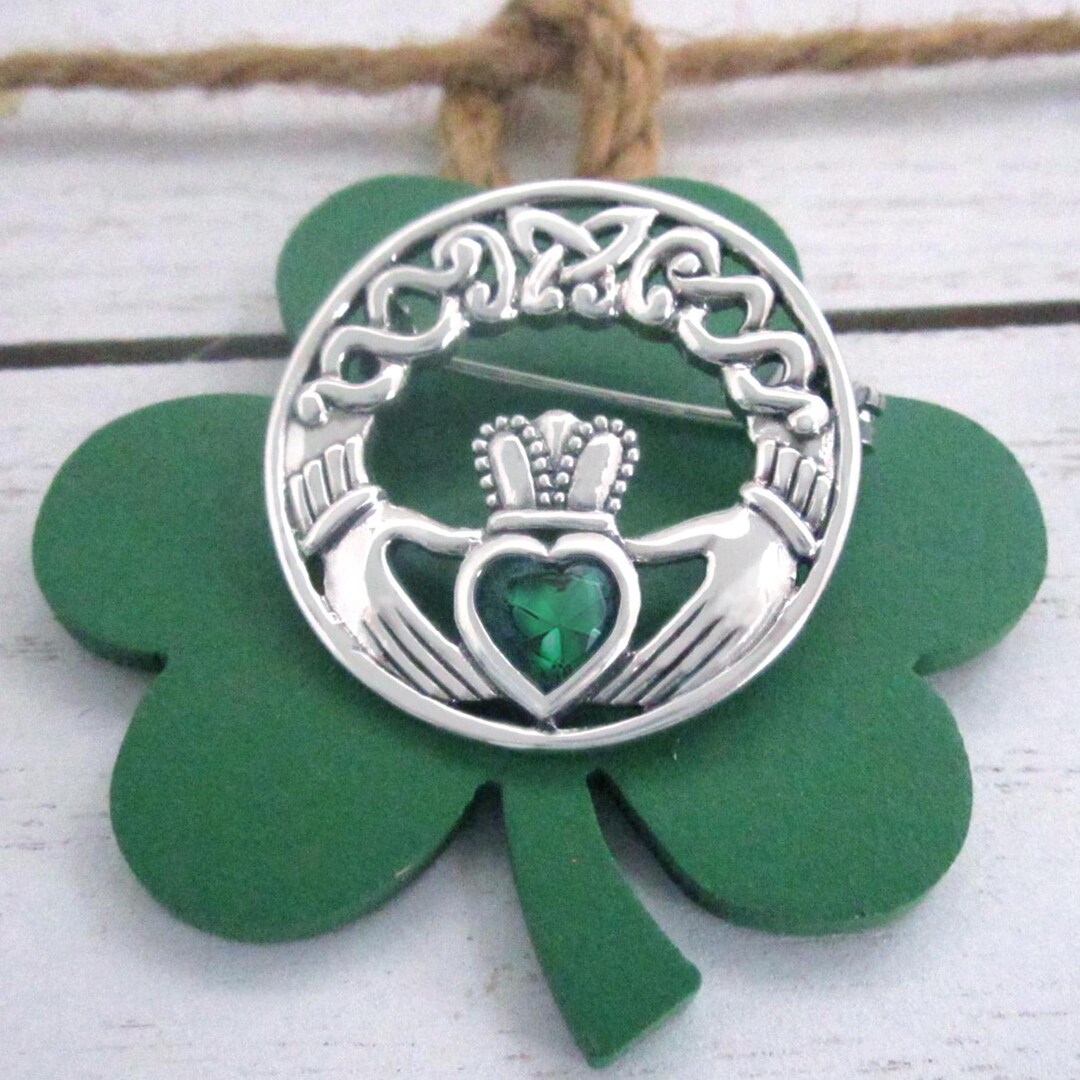 Celtic Claddagh Pin, .925 Sterling Silver, High Shine, Celtic Knot ...