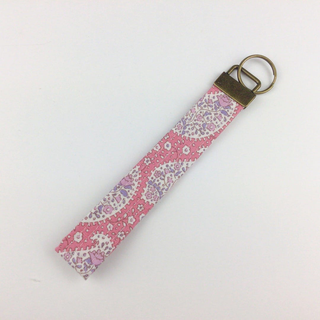Pink Paisley Print Key Fob. Tilda Design - Etsy