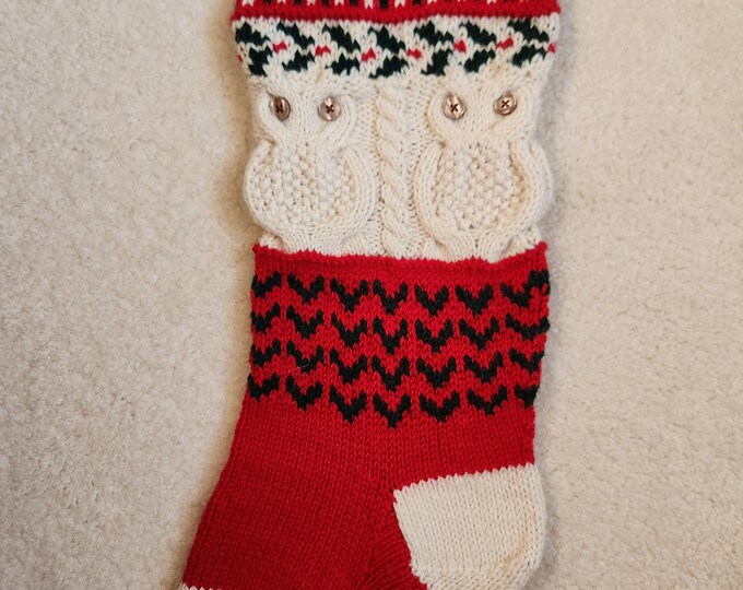Personalized Hand Knitted Owl Christmas Stocking - Etsy