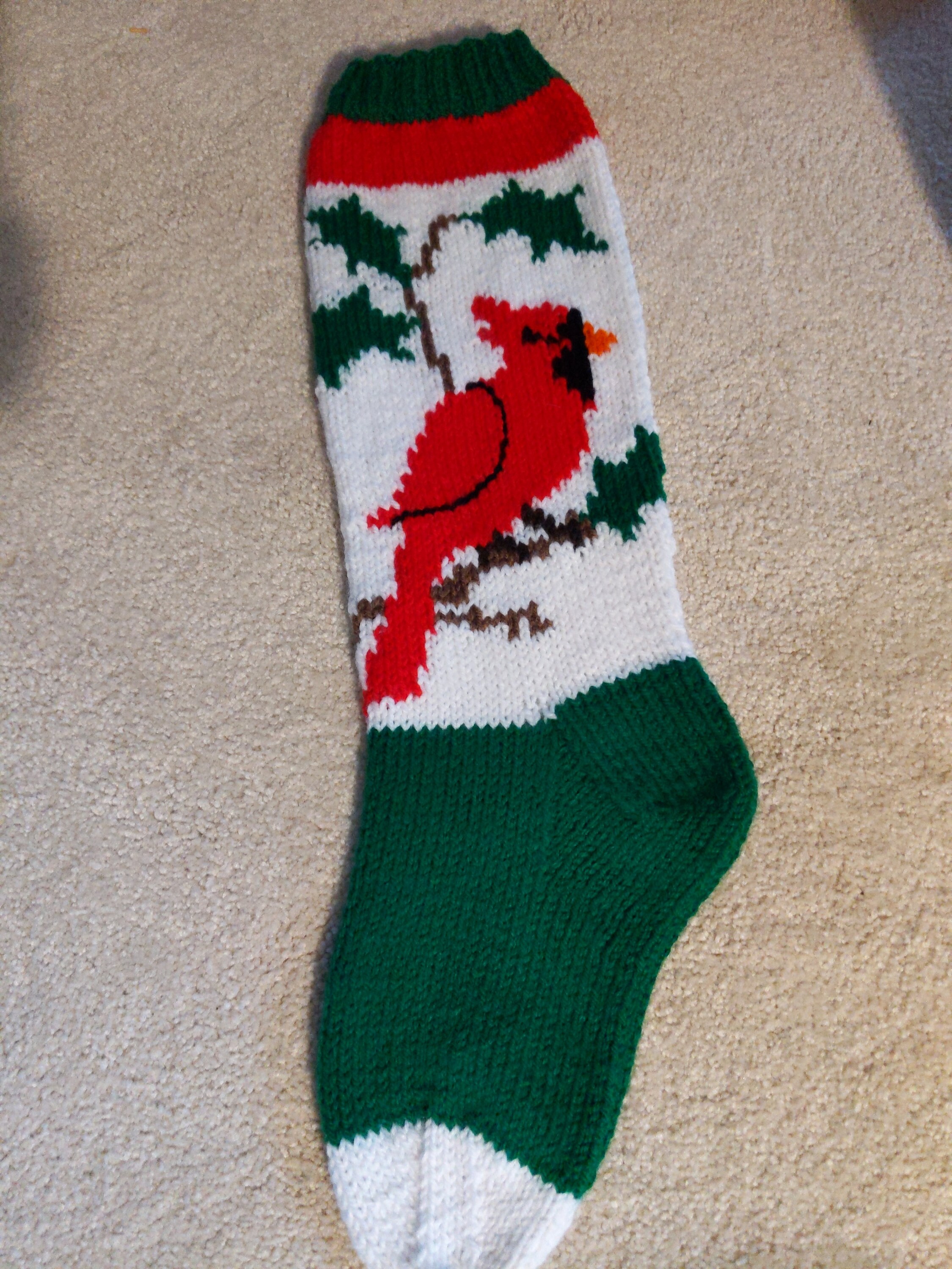 Personalized Hand Knit Cardinal Christmas Stocking | Etsy